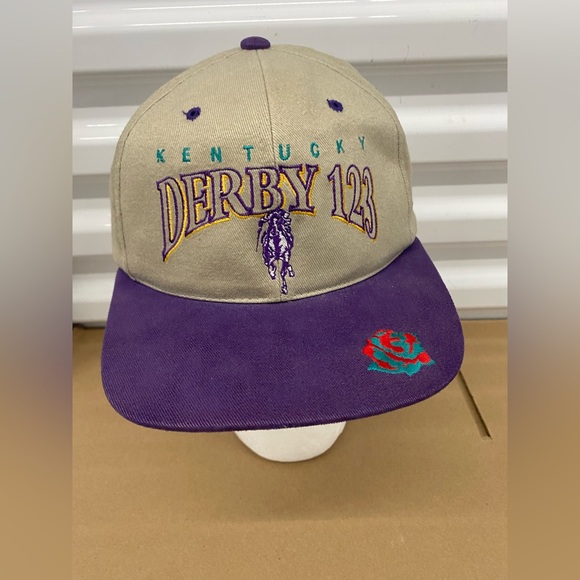 Accessories | Vintage Kentucky Derby 123 Tan Embroidered Cap | Poshmark